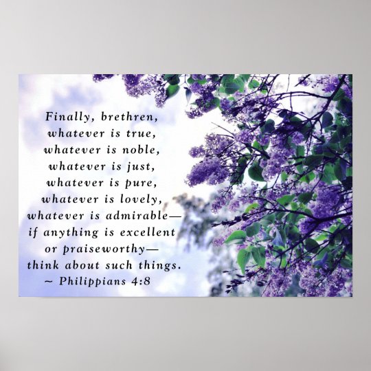 Philippians 4:8 Whatever is True Bible Verse Poster | Zazzle.com