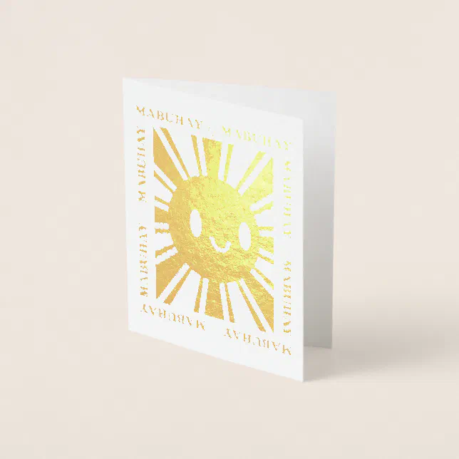 Philippine Filipino Sun Smile Mabuhay Tagalog Foil Card | Zazzle
