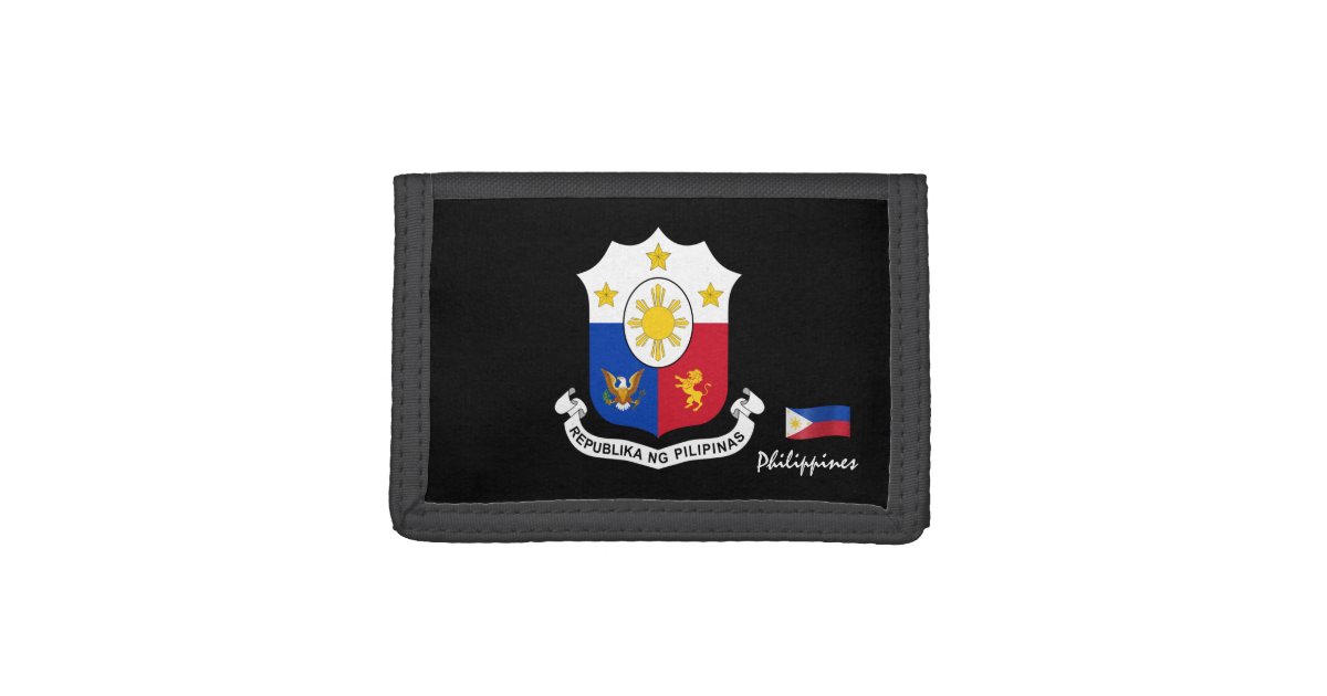 Philippine flag wallets, emblem, Philippines Trifold Wallet | Zazzle