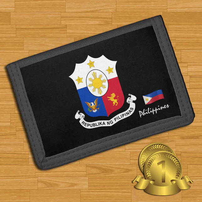 Philippine flag wallets, emblem, Philippines Trifold Wallet | Zazzle