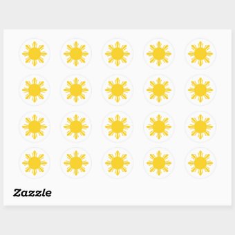 Philippine Sun, Pinoy Sun, Filipino Sun Classic Round Sticker | Zazzle