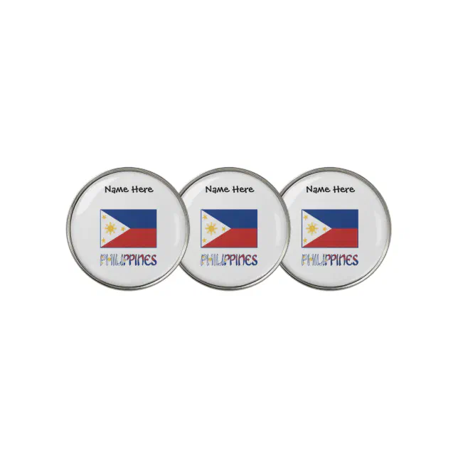 Philippines and Filipino Flag and Your Name Golf Ball Marker | Zazzle