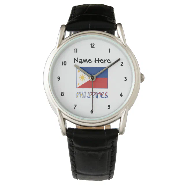 Philippines and Filipino Flag Personalized Watch | Zazzle