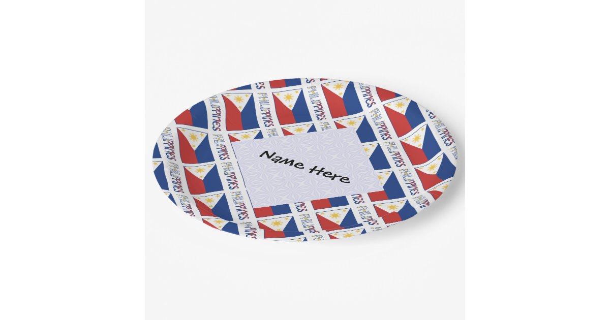 Philippines and Filipino Flag Tiled Personalized Paper Plates | Zazzle