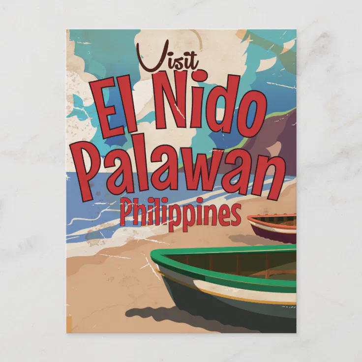 Philippines,El Nido, Palawan Travel poster. Postcard | Zazzle
