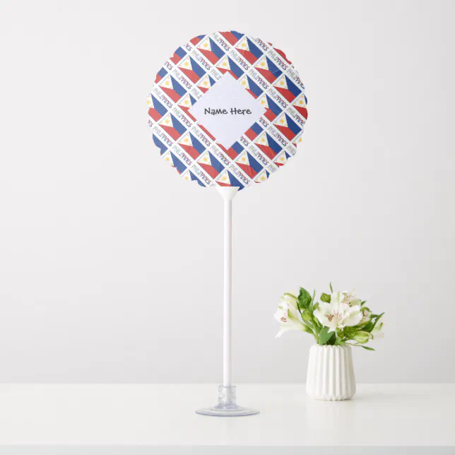 Philippines Filipino Flag Tiled Personalized Name Balloon | Zazzle