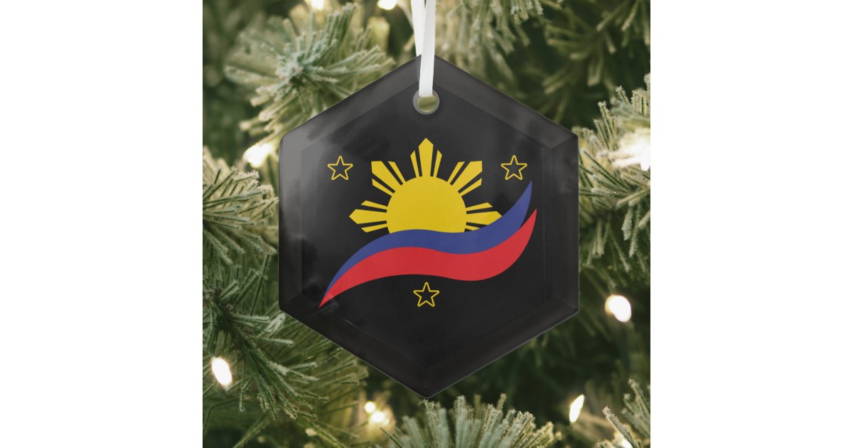 Philippines Filipino Pinoy Flag Glass Ornament | Zazzle