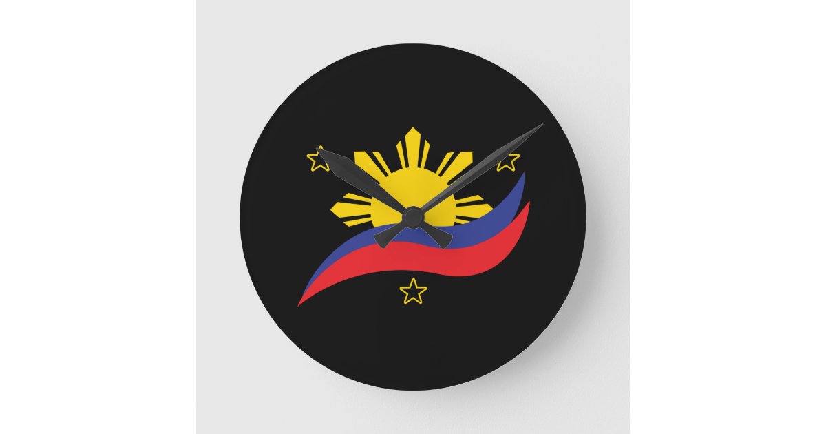 Philippines Filipino Pinoy Flag Round Clock | Zazzle