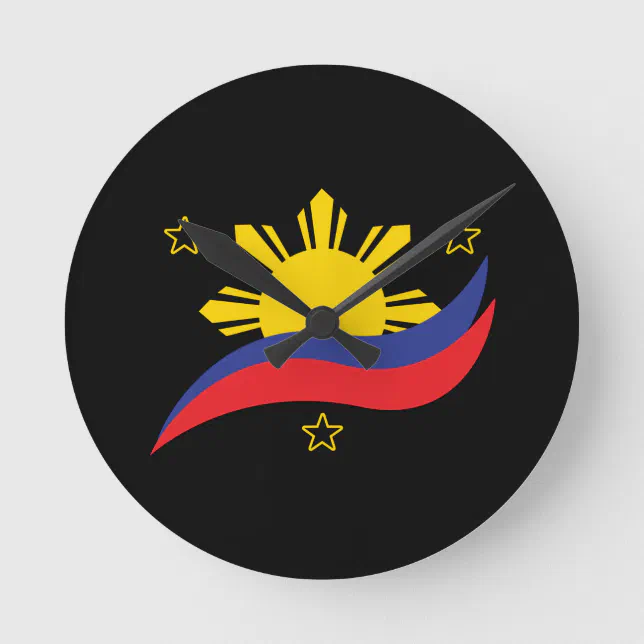 Philippines Filipino Pinoy Flag Round Clock | Zazzle