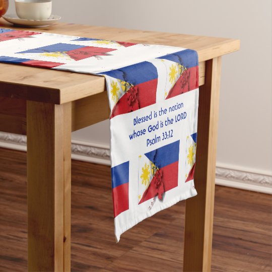 PHILIPPINES Flag Customized Scripture Short Table Runner | Zazzle.com