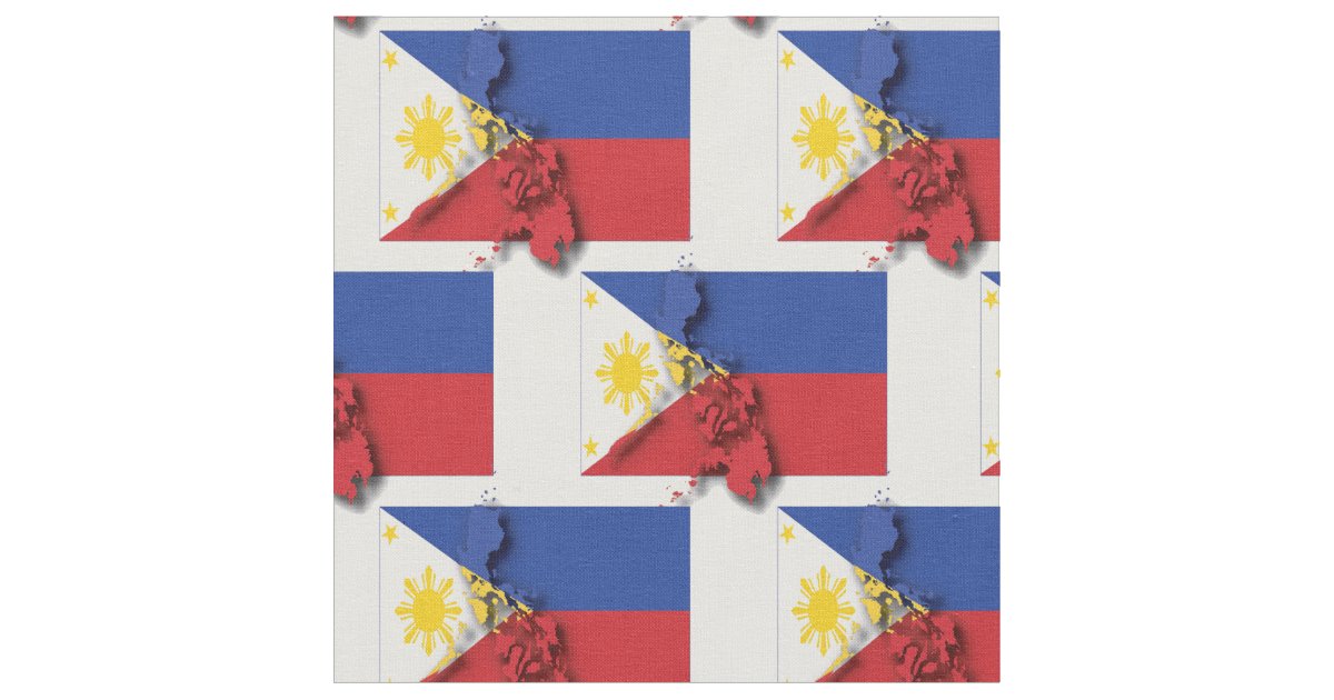PHILIPPINES Flag Filipino Map Outline Fabric | Zazzle
