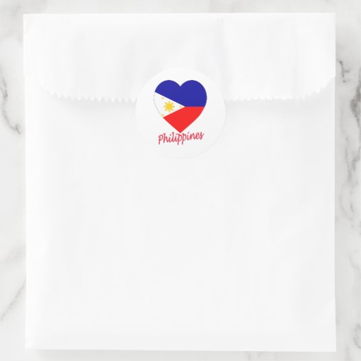 Philippines Flag Heart Classic Round Sticker | Zazzle