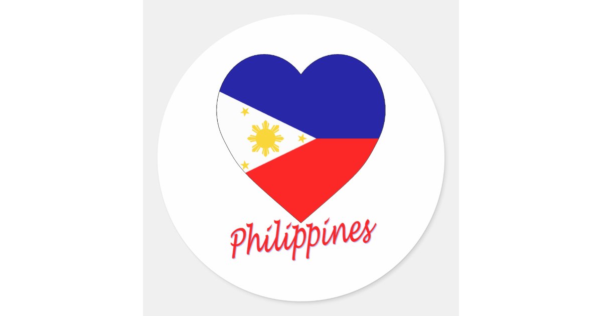 Philippines Flag Heart Classic Round Sticker | Zazzle