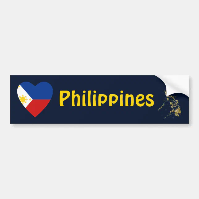 Philippines Flag Heart + Map Bumper Sticker | Zazzle