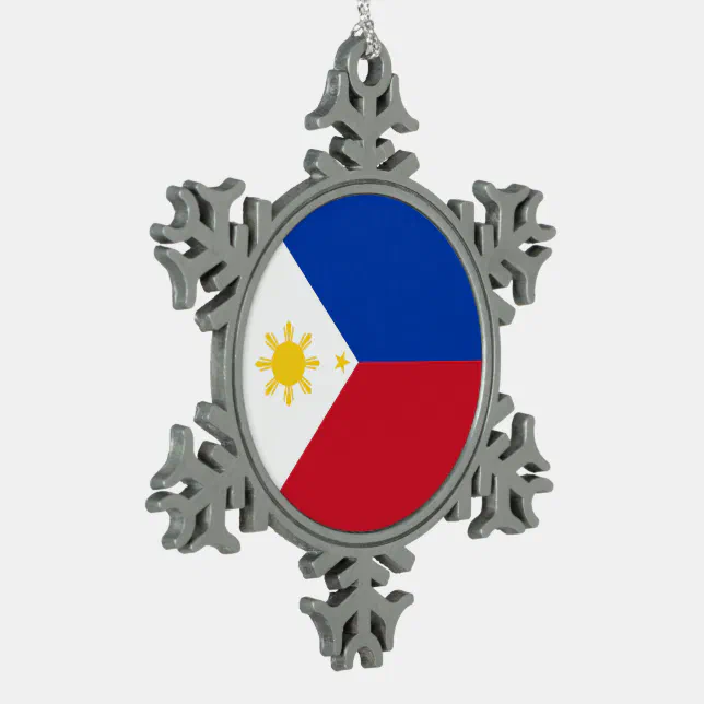 Philippines Flag Snowflake Pewter Christmas Ornament | Zazzle