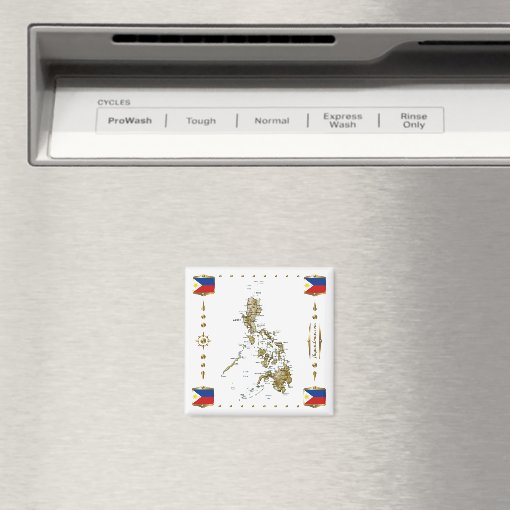 Philippines Map + Flags Magnet | Zazzle