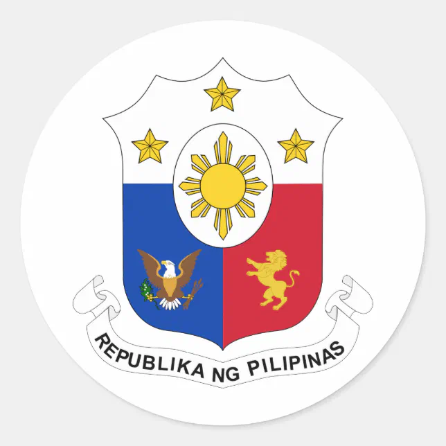 Philippines Official Coat Of Arms Heraldry Symbol Classic Round Sticker ...