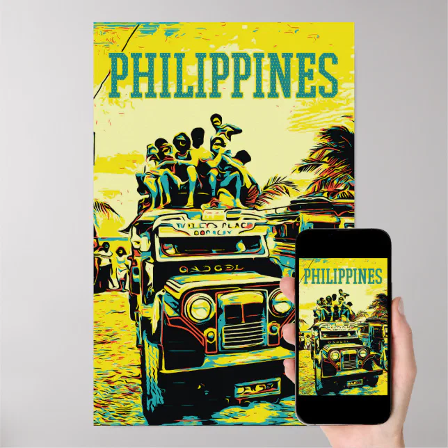 Philippines, overloaded jeepney poster | Zazzle