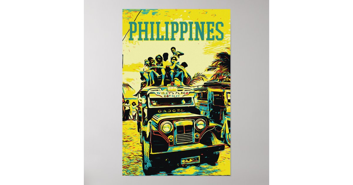Philippines, overloaded jeepney poster | Zazzle