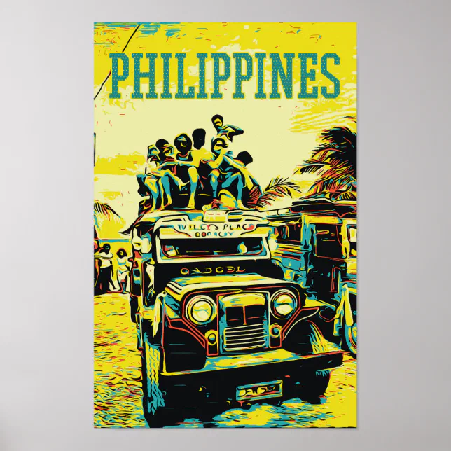 Philippines, overloaded jeepney poster | Zazzle