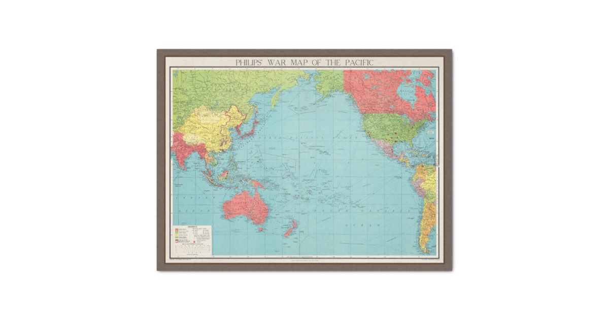 Philips' War Map of the Pacific, 1945 Decoupage Tissue Paper | Zazzle