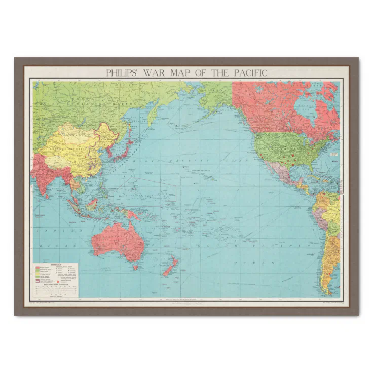 Philips' War Map of the Pacific, 1945 Decoupage Tissue Paper | Zazzle
