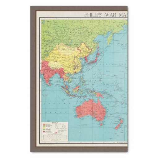 Philips' War Map of the Pacific, 1945 Decoupage Tissue Paper | Zazzle