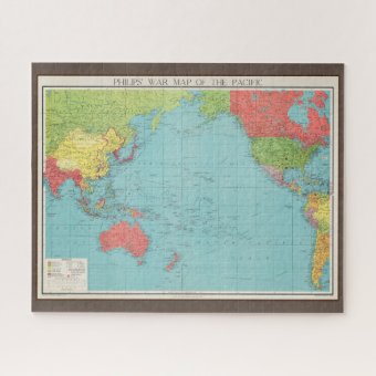 Philips' War Map of the Pacific, 1945 Jigsaw Puzzle | Zazzle