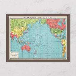Philips' War Map of the Pacific, 1945 Postcard | Zazzle