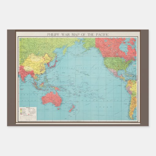 Philips' War Map of the Pacific, 1945 Wrapping Paper Sheets | Zazzle
