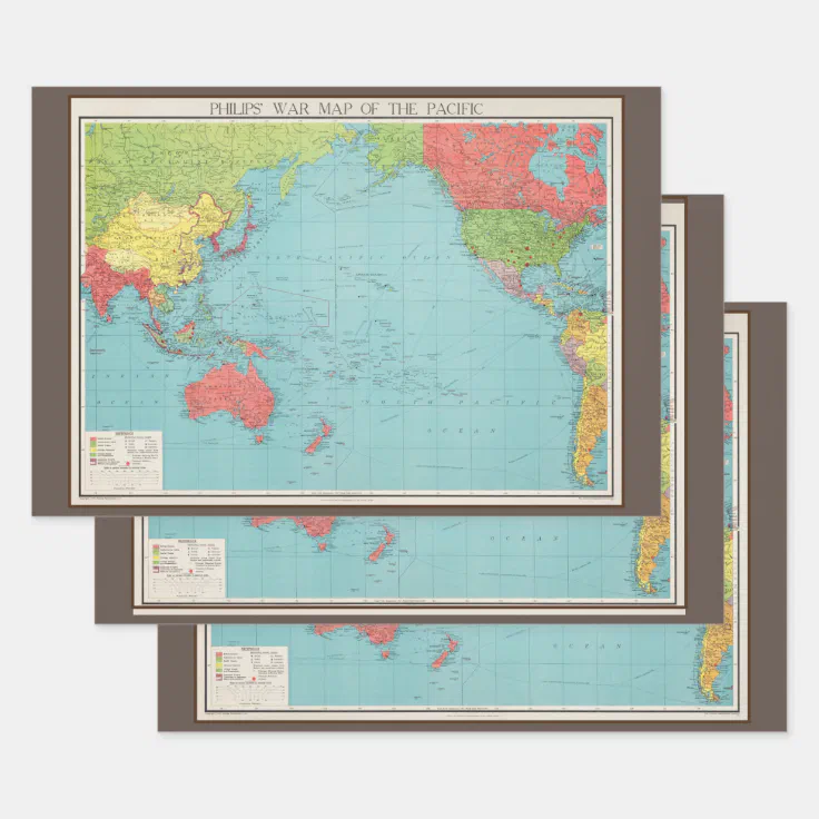 Philips' War Map of the Pacific, 1945 Wrapping Paper Sheets | Zazzle