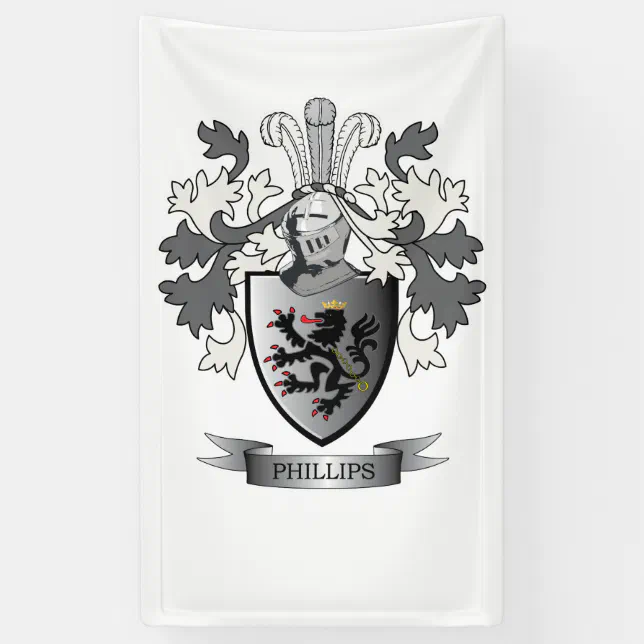 Phillips Family Crest Coat of Arms Banner | Zazzle