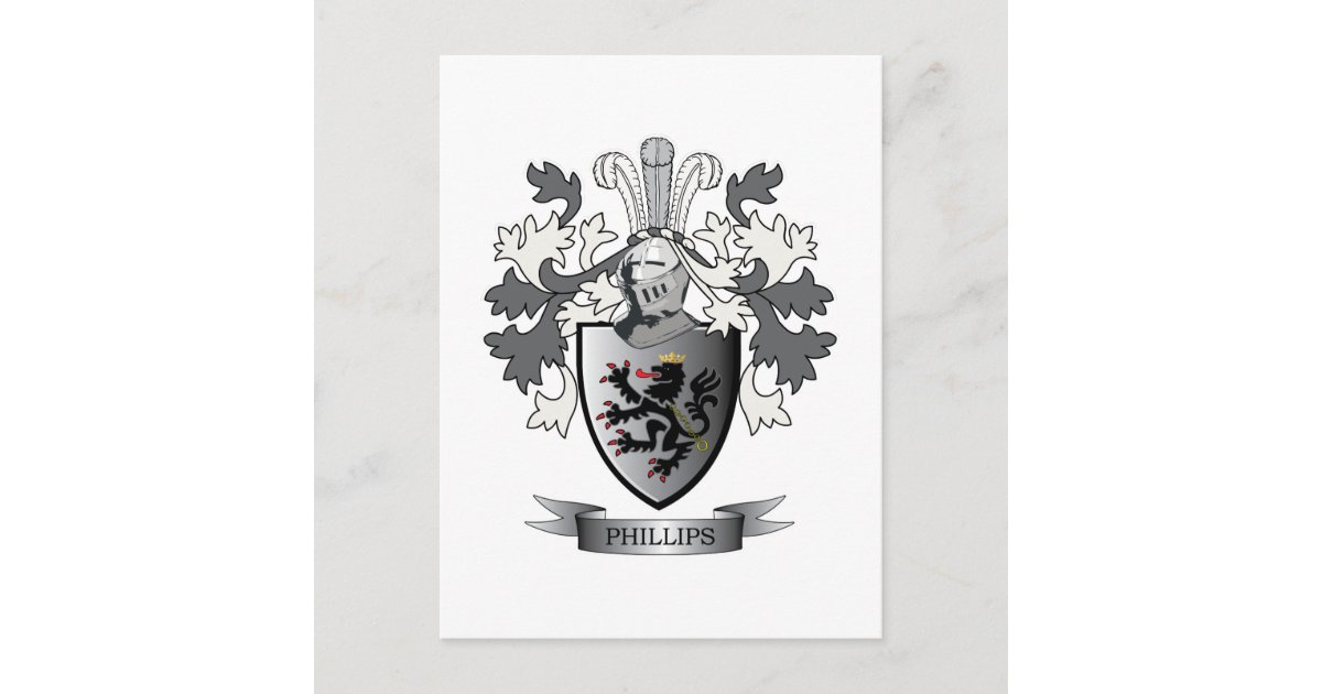 Phillips Family Crest Coat of Arms Postcard | Zazzle