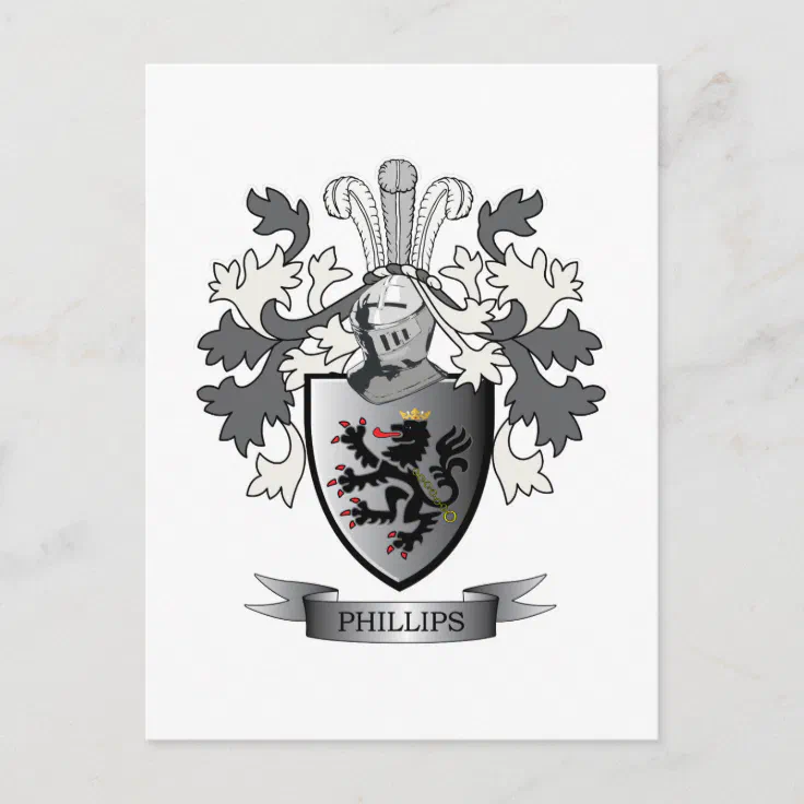 Phillips Family Crest Coat of Arms Postcard | Zazzle