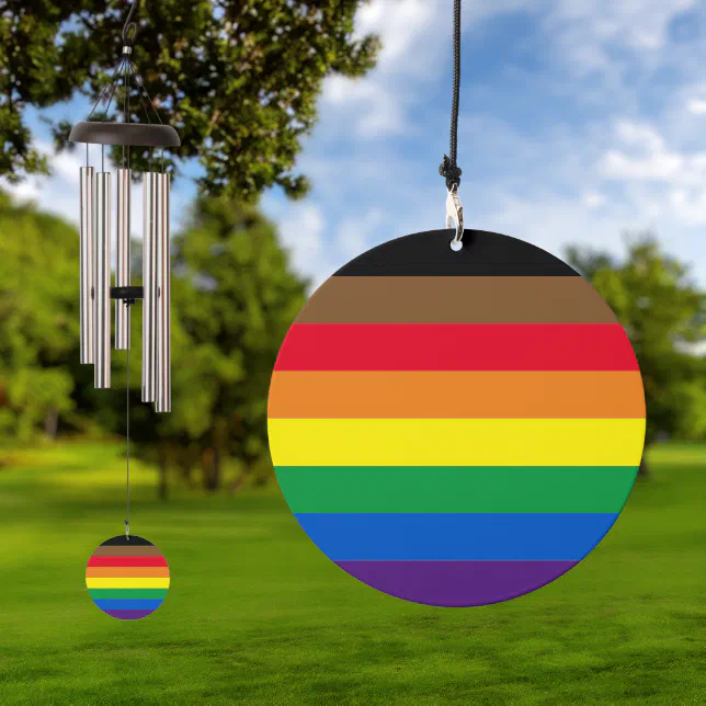 Philly LGBT gay pride rainbow inclusive flag Wind Chime | Zazzle