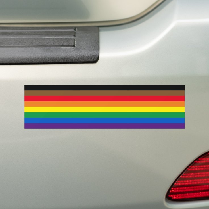 Philly Rainbow gay pride progress Flag Bumper Sticker | Zazzle