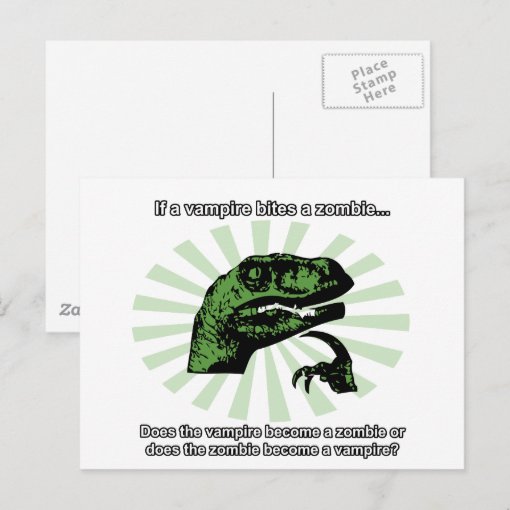 Philosoraptor Vampires and Zombies Postcard | Zazzle