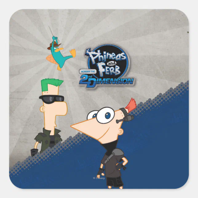 Phineas and Ferb - 2D Square Sticker | Zazzle