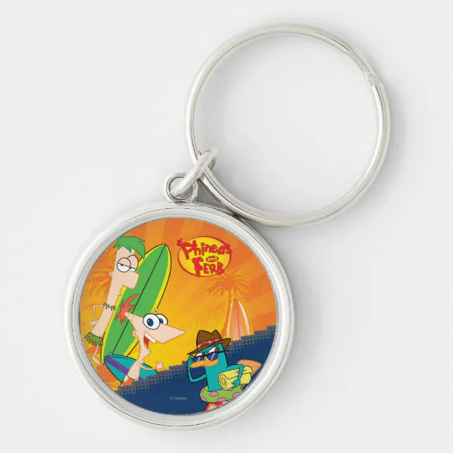 Phineas, Ferb and Agent P Surf Keychain | Zazzle