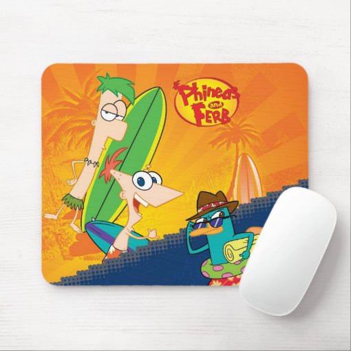 Phineas, Ferb and Agent P Surf Mouse Pad | Zazzle