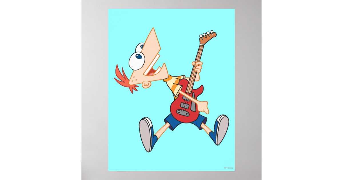 Phineas Rocking Out with Guitar Poster | Zazzle