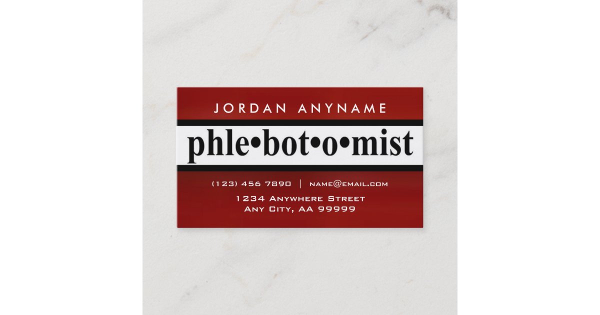 Phlebotomist Red Stripe Business Card | Zazzle