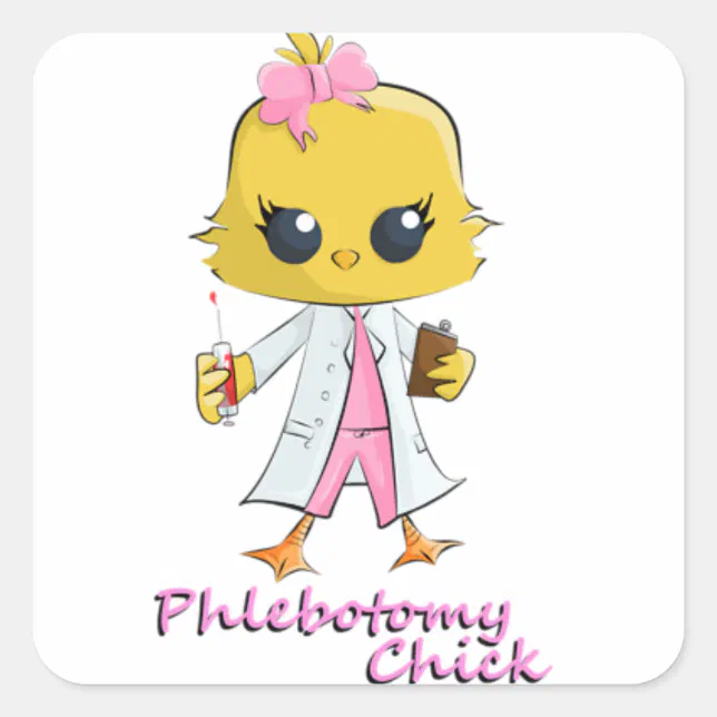 Phlebotomy Chick Square Sticker | Zazzle