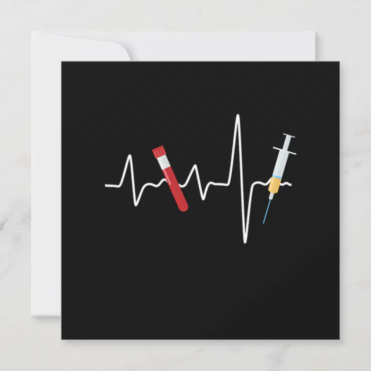 Phlebotomy Heartbeat Phlebotomist Blood Syringe Gi Invitation | Zazzle