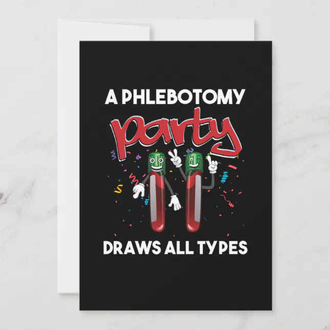 Phlebotomy Party Vacutainer Blood Phlebotomist Gif Invitation | Zazzle