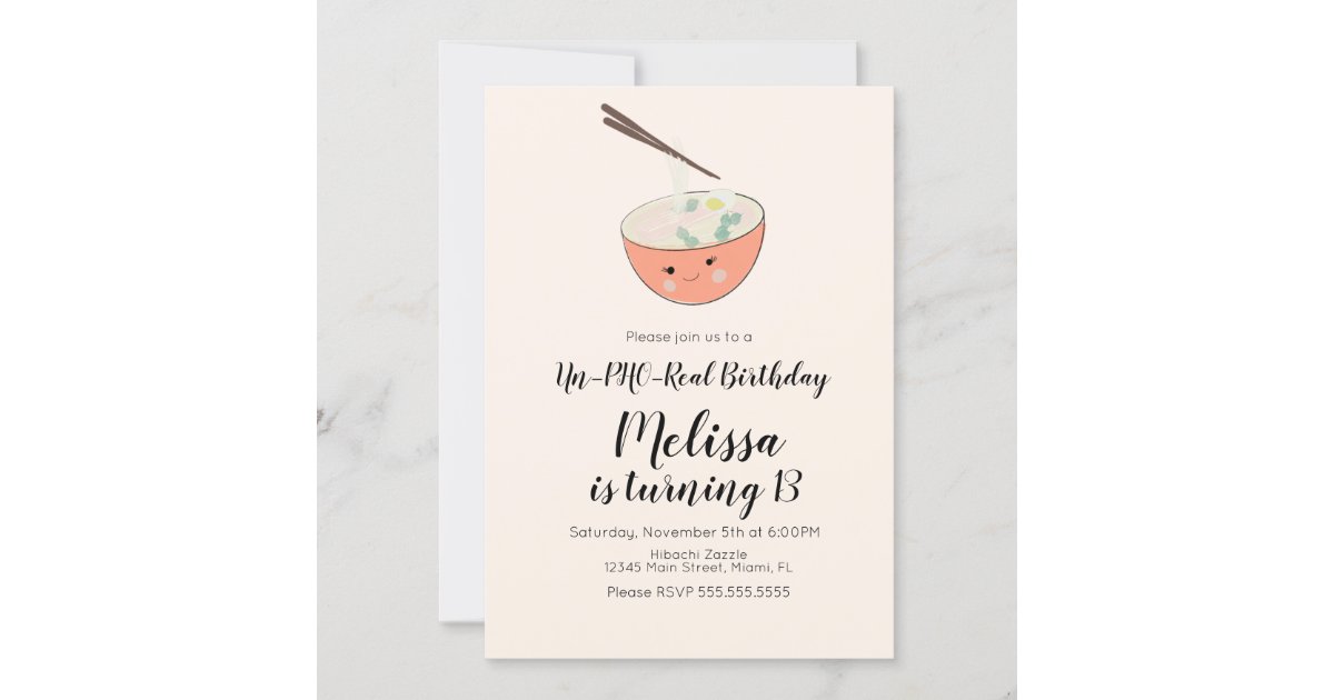 Pho Oriental Birthday Dinner Restaurant Party Invitation | Zazzle