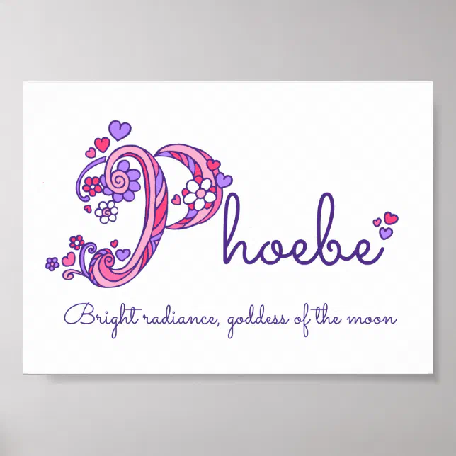 Phoebe initial P doodle heart art name meaning Poster | Zazzle