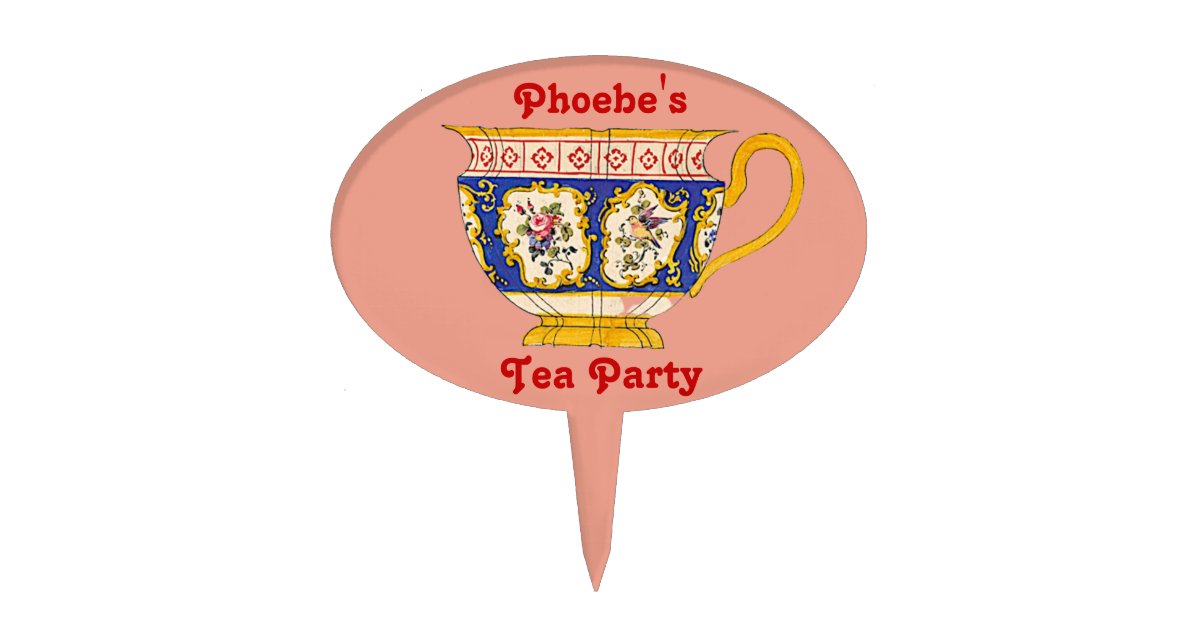 PHOEBE ~ VINTAGE Tea Cup ~ Tea Party ~ Cake Topper | Zazzle