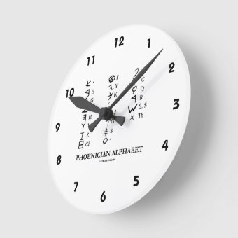 Phoenician Alphabet (Ancient Language Symbols) Round Clock | Zazzle
