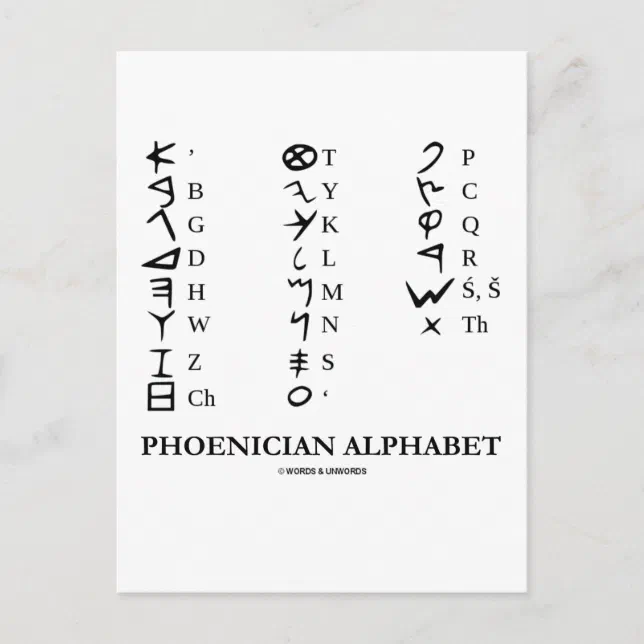 Phoenician Alphabet (Linguistics Cryptography) Postcard | Zazzle